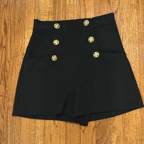 Zara | Skirts | Zara Black High Waisted Skort With Gold Buttons | Poshmark